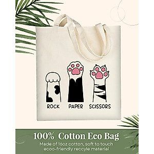 AUSVKAI Canvas Tote Bag Aesthetic for Women, Cute Cat Reusable Cloth Cotton Bags for Shopping college Beach Trendy Gifts