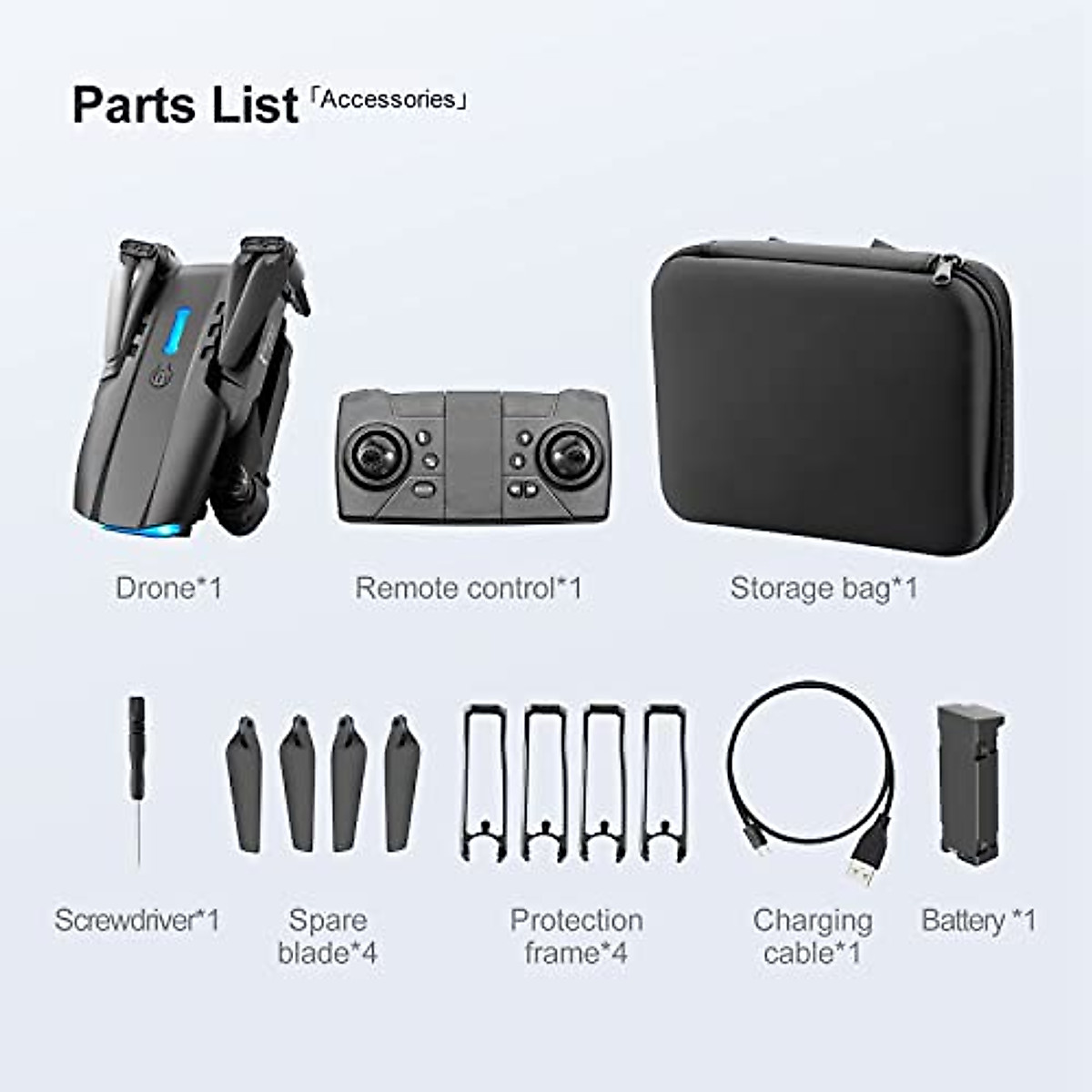 Dual 1080P HD FPV Camera Remote Control Mini Drone - 2.4G WiFi Start Speed Adjustment Altitude Hold Headless Mode Foldable RC Quadcopter Toys Gifts for Adults Beginners Kids (Black)