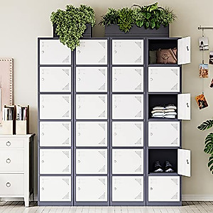 Letaya Metal Lockers for Employees,71" Steel Storage Cabinet with 6 Door Lockable for Office Staff,Home Sundries,Gym,School (White)