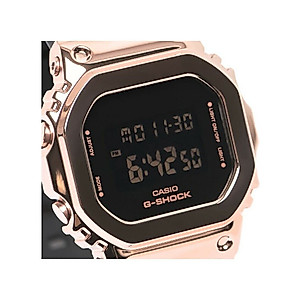 G-Shock Ladies' Casio Digital Rose Gold-Tone and Black Resin Strap Watch GMS5600PG-1