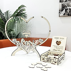 Vetoo Wedding Guest Book Alternative, Rustic Wedding Decorations for Guests to Sign, Baby Shower Guest Book Frame with 100 Wooden Hearts for Reception.