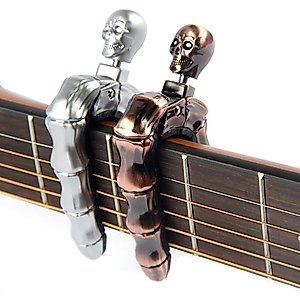 YUEKO Guitar Capo Skull Knob Design Universal 4 5 6 12 Strings Instrument Capos for Electric Classical Acoustic Guitar Bass Ukulele Mandolin Banjo and More(Bronze)