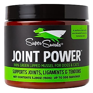 Super Snouts Joint Power 100% Green Lipped Mussels for Dogs & Cats - Dog Joint Supplement Powder Supports Joints, Tendons, Ligaments (5.29 oz)