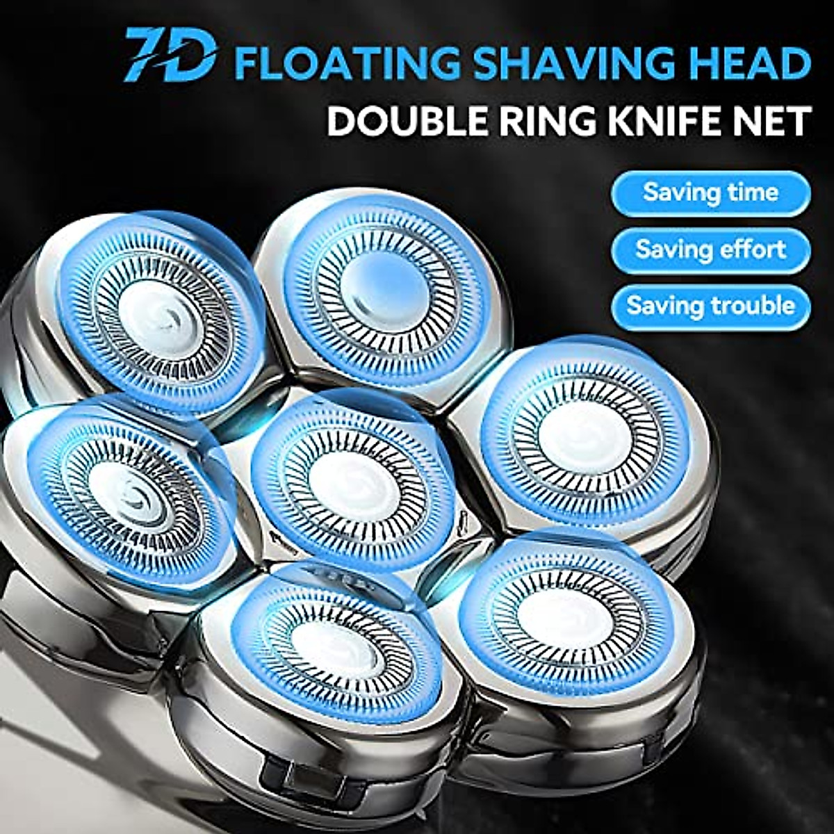 Electric Head Shavers for Bald Men, 7D 5-in-1 WeChip Bald Head Shavers for Men, Modern Design Head Razors for Bald Men, Wet/Dry Men's Electric Shavers Cordless, Anti-Pinch, LED Display Grooming Kit