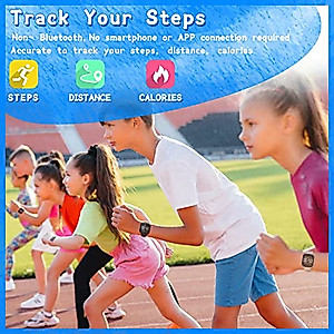 Kids Led Fitness Tracker Watch, Non-Bluetooth Digital Pedometer Wristwatch, Waterproof, 12/24 H, Stopwatch, Calendar, for Children Girls Boys Teens (Black)