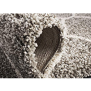 SAFAVIEH Hudson Shag Collection Accent Rug - 3' x 5', Grey & Ivory, Trellis Design, Non-Shedding & Easy Care, 2-inch Thick Ideal for High Traffic Areas in Entryway, Living Room, Bedroom (SGH280B)