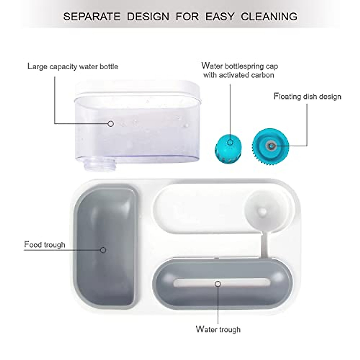 Kattypet Gravity Cat Water Dispenser and Food Bowl, Automatic Cat Water Bowl with Extra Food Feeder for Cats and Small Dogs, Purified Water Quality (Pearl White)