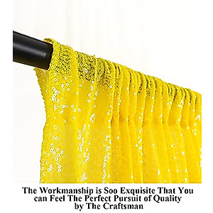 Pardecor Sequin Curtains Panels Sequin Backdrop Curtain Glitter Curtains Sparkle Photo Booth Backdrop Shimmer Backdrop for Parties Wedding Backdrop (2pc 2ftx8ft, Yellow)…