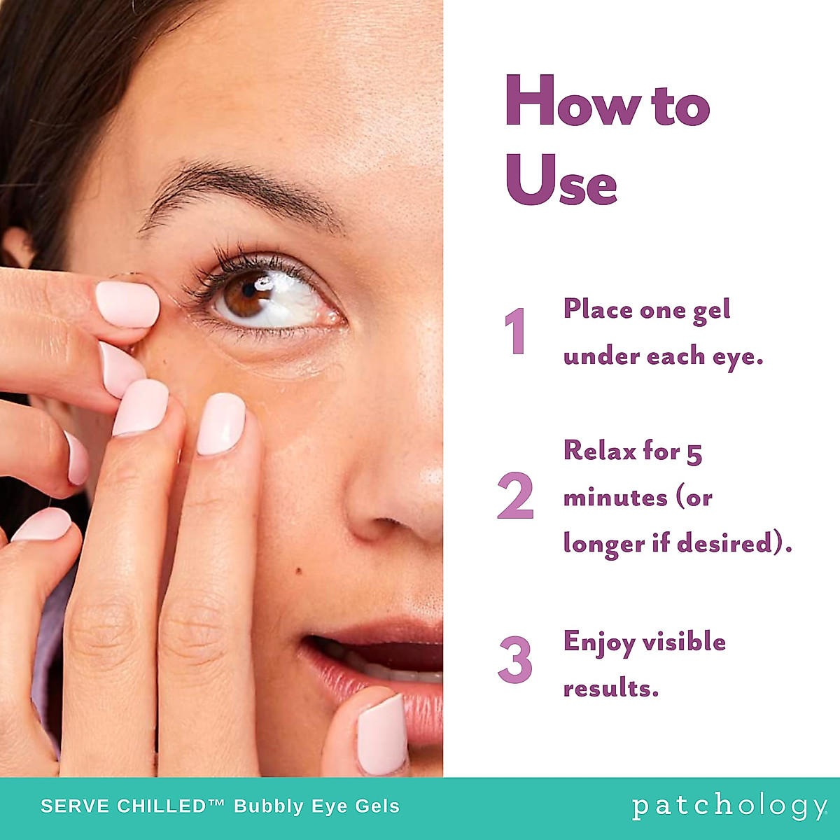 Patchology Serve Chilled Bubbly Eye Gels with Niacinamide, Hydrating Under Eye Patches with Niacinamide and Vitamin C, Under Eye Gel Pads with Gel Technology, Facial Skin Care Products - 5 Pairs