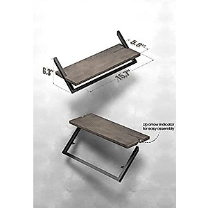 LYNNC Floating Shelves Wall Mounted, Solid Wood Shelves for Bedroom, Living Room, Kitchen, Bathroom, Wall Shelf Decor, Set of 2, Brown