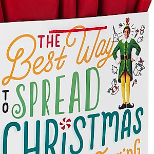 Hallmark 13" Large Elf Gift Bag with Tissue Paper (Movie Quote: "The Best Way to Spread Christmas Cheer…") for Kids, Grandchildren, Adults