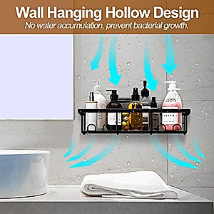 HNRLOY Shower Caddy Organizer,4Pack Bathroom Shower Shelf Rack for Wall Mount Bath Shower Storage with 2 Soap Dish Holder,Self Adhesive Stainless Steel Black Shower Shelves Accessories