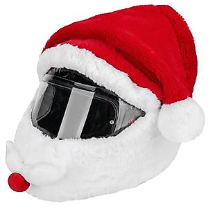 Christmas Santa Motorcycle Helmet Cover,Funny Helmet Cover Santa Claus Xmas Hat Decoration Accessories for Men(Suit for Helmets Without Tail Wings)