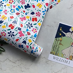 SimpleLife4U Colorful Butterfly Floral Contact Paper Peel & Stick Shelf Liner 17.7 Inch By 9.8 Feet