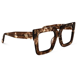 Zeelool Stylish Thick Oversized Square Eyeglasses for Women with Non-prescription Clear Lens Brandon VFP0306-11 Brown