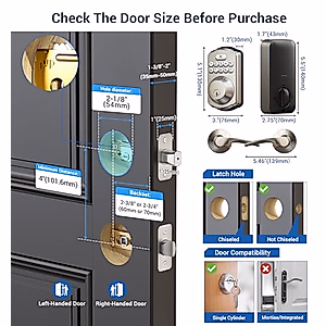 Veise Keyless Entry Door Lock with 2 Lever Handles - Electronic Keypad Deadbolt, Auto Lock, Easy Installation Digital Smart Code Door Lock, Front Door Handle Set, Satin Nickel
