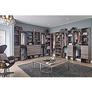 ClosetMaid SuiteSymphony Wood Closet Drawer, Add On Accessory, Modern Style, For Storage, Closet, Clothes, 25” x 5” Size for 25 in. Units, Natural Gray/Satin Nickel