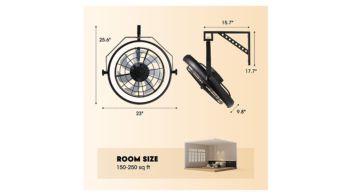 Fansconce Wall Mounted Fan with Remote Control & Lights