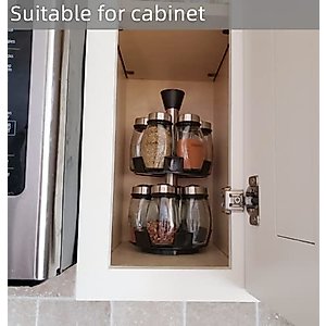 Revolving Spice Rack Organizer Countertop, Spinning Spice Storage Rack Tower Organizer with 12 Empty Jars, Rotating Spice Holder Shelf Seasoning Rack Shelf, Spice Seasoning Bottle Organizer