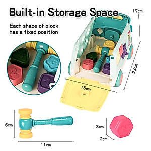 Syahro Baby Crawling Toys with Music and Light Infant Musical Bus Toys with Clock Toy, Shape Matching, Gear, Whack A Mole Game Tummy Time Toys Gifts for Toddler (Pink)