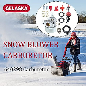 GELASKA 640298 Carburetor for Toro CCR 6053 Quick Clear Snowthrowers, Tecumseh OH195SA, OHSK70 4 Cycle Horizontal Engines, Ariens ST524 Snow Blower 932036, 932504, Cub Cadet 721E Engines