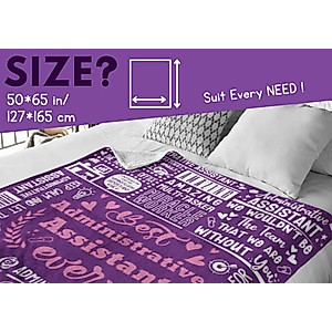 InnoBeta Administrative Professional Day Gifts for Administrative Assistant, Bed Flannel Plush Blanket For Women/Men (50"x 65") - Best Administrative Assistant Ever - Purple