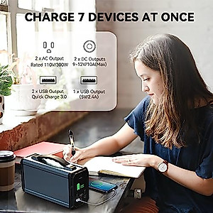 300W Solar Generator, FlashFish 60000mAh Portable Power Station Camping Potable Generator, CPAP Battery Recharged by Solar Panel/Wall Outlet/Car, 110V AC Out/DC 12V /QC USB Ports for CPAP Camp Travel