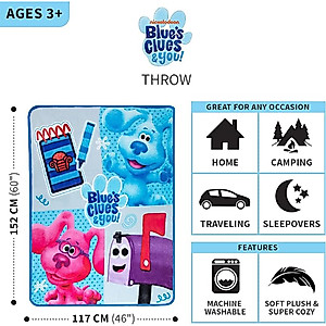 Blues Clues (46 x 60) Bedding Super Soft Plush Micro Raschel Throw Blanket for Kids