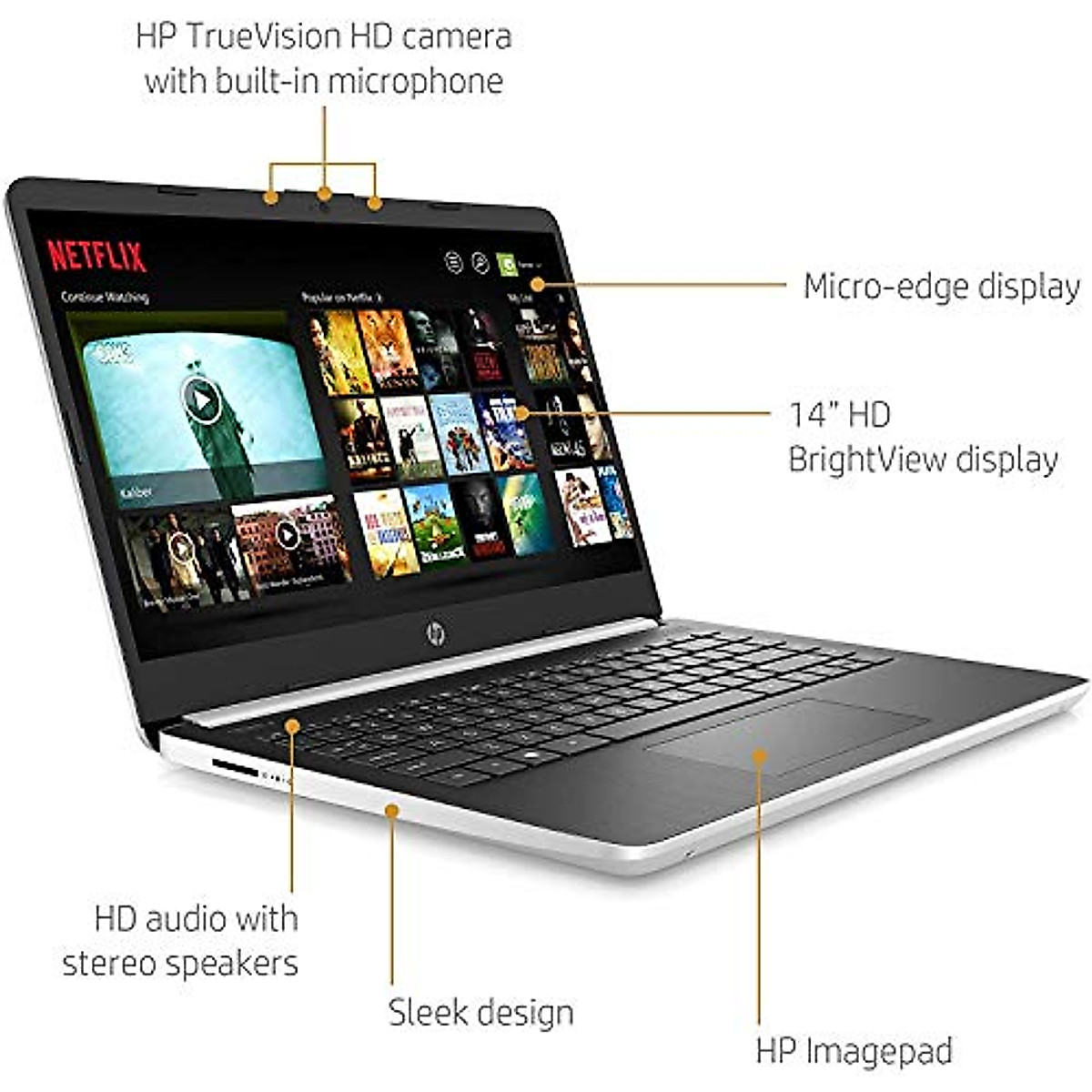 Newest HP 14 HD Premium Business Laptop PC | 10th Gen Intel Quad-Core i5-1035G1 up to 3.6GHz | 8GB RAM | 256GB SSD | WiFi | HDMI | Card Reader | Bluetooth | Windows 10 | Silver (Renewed)
