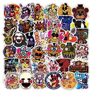 FoxYaye FNAF Stickers - Waterproof Durable Reusable Vinyl Decals, 10, 20, 50, Water Bottle Bike Bumper Luggage Skateboard Graffiti, Best Gift for Kids or Children (10)