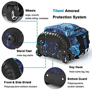 Tilami Rolling Backpack 18 inch Wheeled Backpack School College Student Travel Trip Boys and Girls