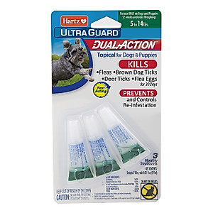 Hartz UltraGuard Dual Action Flea & Tick Topical Dog Treatment and Flea and Tick Prevention, 3 Months, 5-14 Pound Dogs(pack of 3)