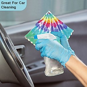 CaTaKu Tie Dye Rainbow Kitchen Dish Cloths, Reusable Dish Rags for Washing Dishes, Microfiber Cleaning Cloths Dish Towels Washcloths for Kitchen Drying, 6 Pack