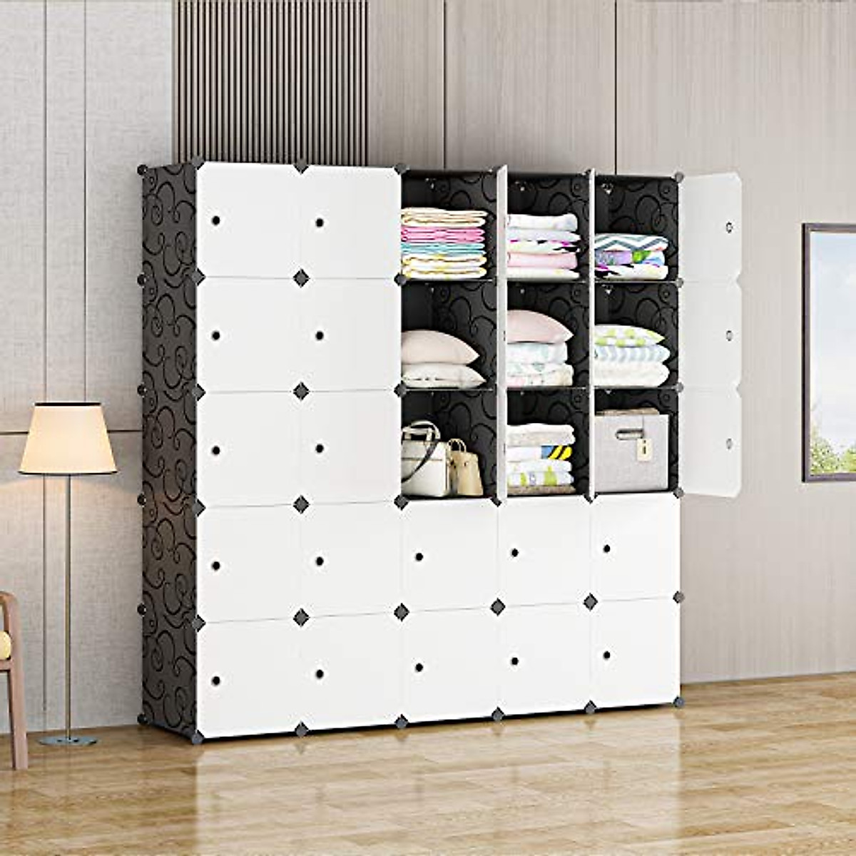 KOUSI Large Cube Storage -14"x18" Depth (25 Cubes) Organizer Shelves Clothes Dresser Closet Storage Organizer Cabinet Shelving Bookshelf Toy Organizer,70"x18"x70"