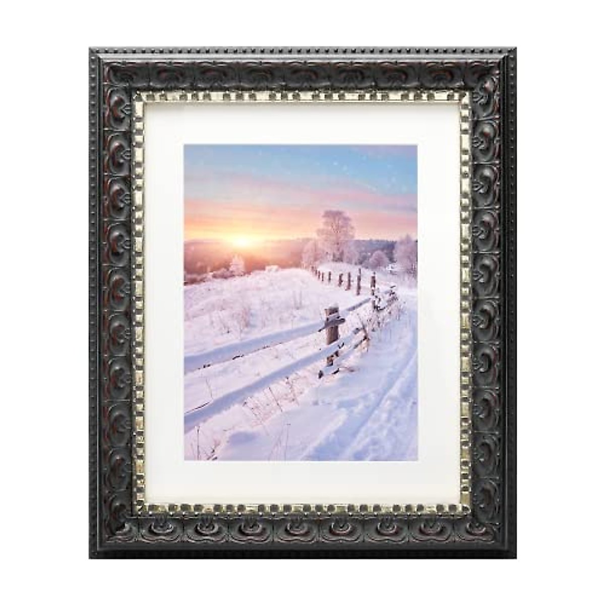 MEIGIX Home 8x10 Frame with High Definition Glass Surface, Anti-Wood Matt Frame, Display Picture 6x8 with Pad or 8x10 without Pad, for Wall or Desktop Display (Barocco Black)