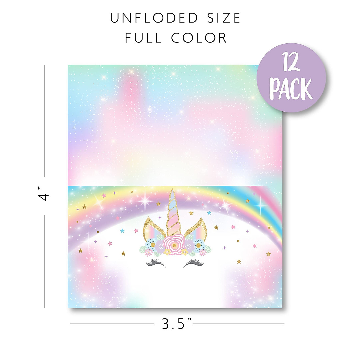 Your Main Event Prints Unicorn Birthday Tent Cards Food Labels for Buffet and Decorations - Perfect for Birthdays, Baby Showers, Unicorn Parties - Pack of 12