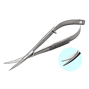 Micro Scissors 4.5" curved Castroviejo stitch cutting embroidery spring action extra sharp Squeeze scissors for ENT eye skin dental veterinary surgeon by Artman Instruments