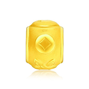 CHOW TAI FOOK 999 Pure 24K Gold Year of Rabbit Wheel of Fortune Bunny Beads Charm