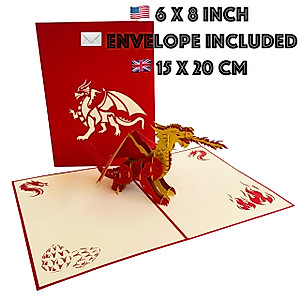 Dragon Pop Up Card by DEVINE Cards | 3D Birthday Cards for Women Kids Mom Dad | Greeting Cards Love