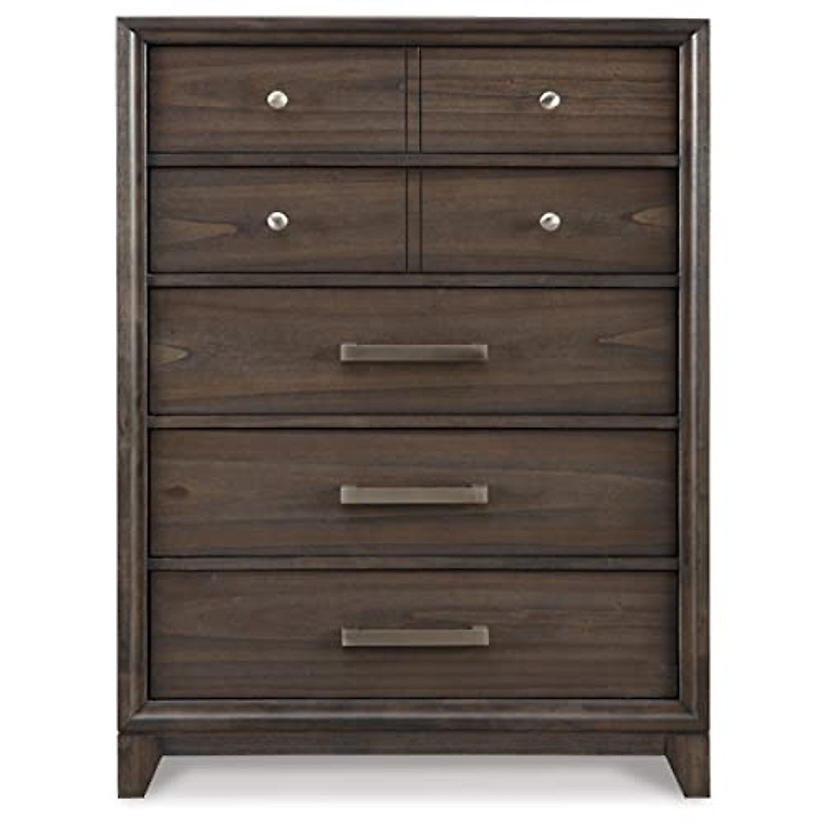 Signature Design by Ashley Brueban Transitional Contemporary 5 Drawer Chest with Dovetail Construction, Chestnut Brown