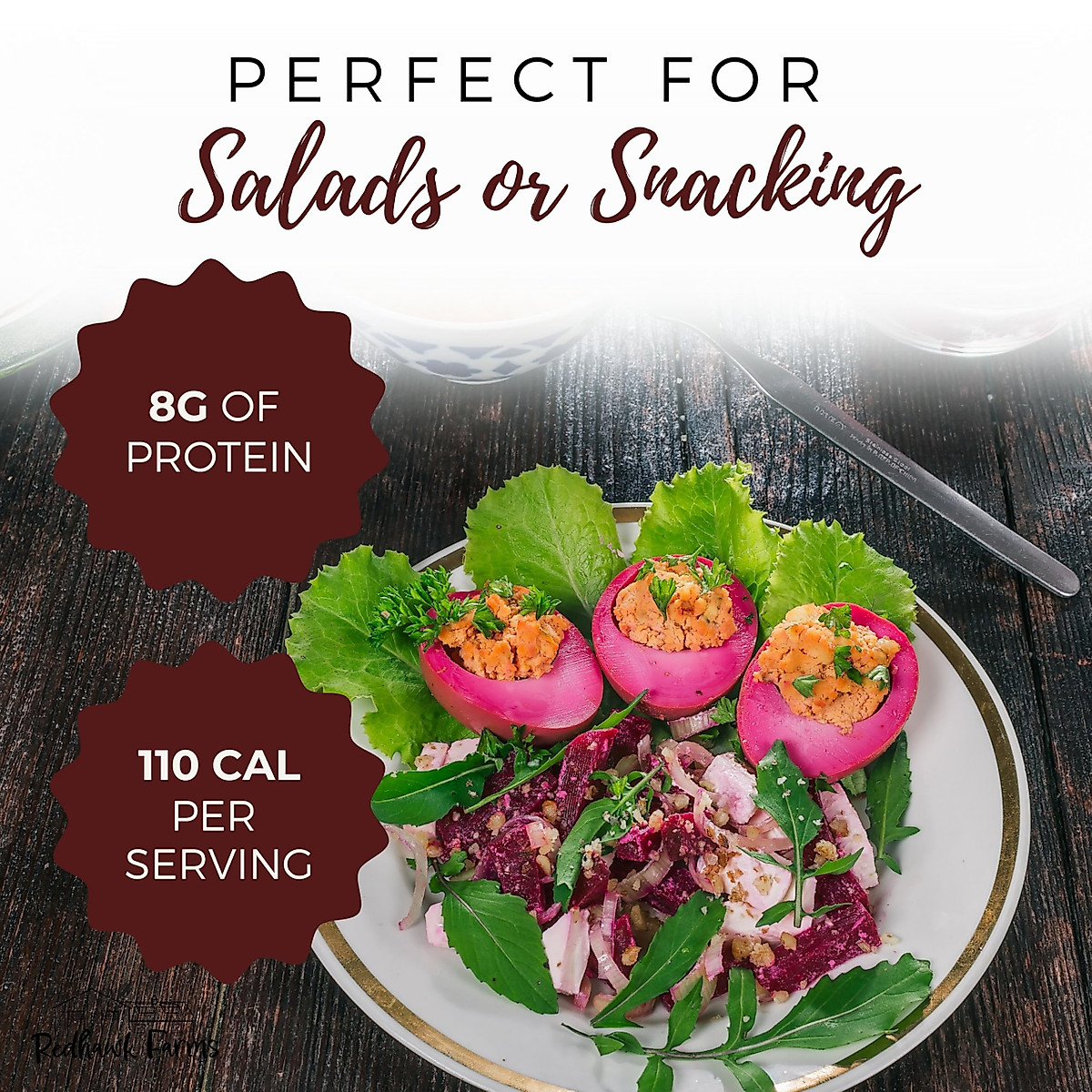 Redhawk Farms Pickled Beet Eggs - Beet Juice & Fresh, Whole Eggs, Pickled & Jarred For Freshness - Gluten Free & Non-GMO - (32 Oz)