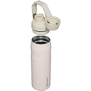 STANLEY IceFlow Fast Flow Water Bottle 24 OZ | Angled Spout Lid | Lightweight & Leakproof for Travel & Gym | Insulated Stainless Steel | BPA-Free | Rose Quartz Glimmer