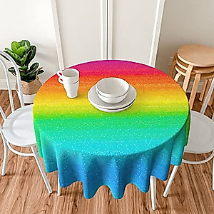 Vodbne Rainbow Round Tablecloth 60 Inch for Indoor and Outdoor, Waterproof Table Cloth Cover Decorative for Kitchen Dining Table, Parties and ​Camping