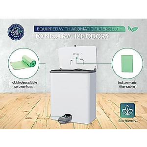 SALQAM Compost Bin for Kitchen - Lightweight & Stable Indoor Compost Bin - 10 L /2.4 Gallon Capacity - Removable Inner Bucket Kitchen Compost Bucket