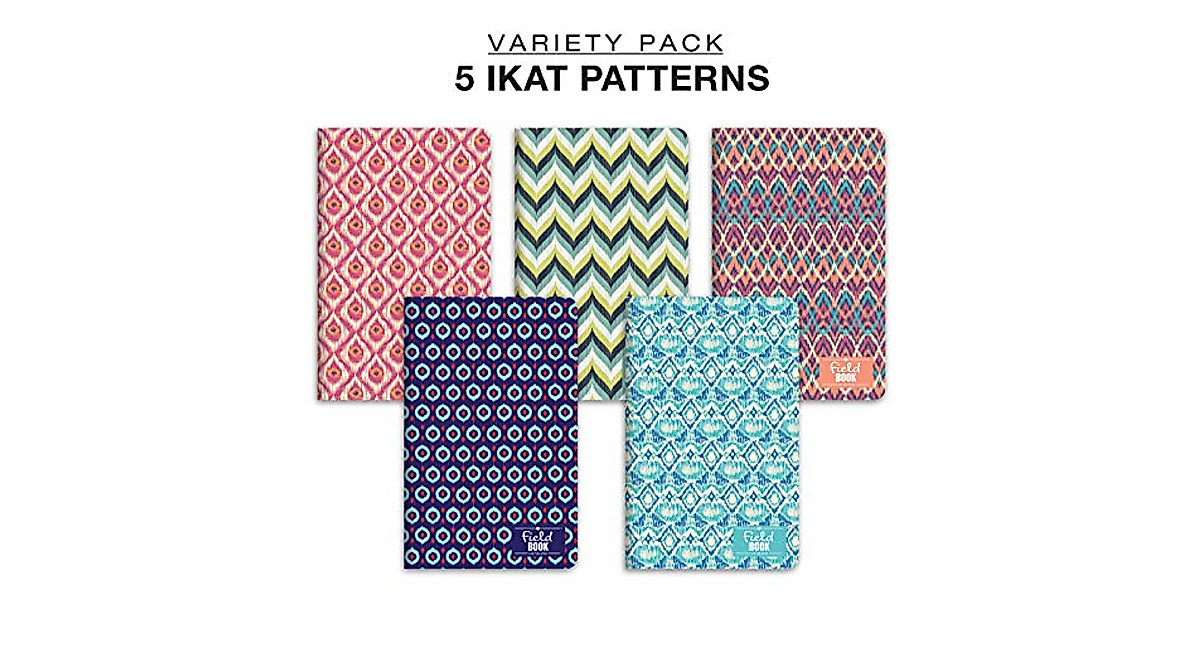Elan 5x8 Ikat Pattern Field Notebook – Pack of 5 for Notes & Journaling