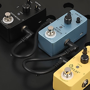 Sovvid 12 Inch 6 Pack Guitar Patch Cables, Black Guitar Pedal Cable Effect Cable Cord, 1/4" inch TS Guitar Patch Cable Right Angle