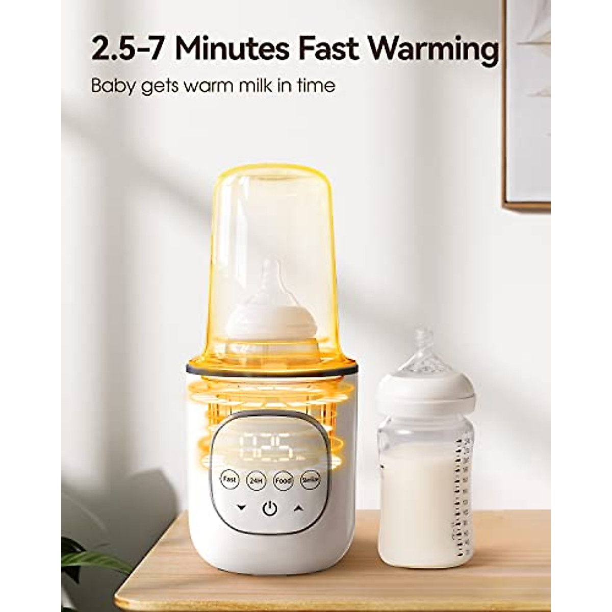 Bottle Warmer, Fast Baby Bottle Warmer for Breastmilk and Formula, with Timer and Accurate Temp Control, 8-in-1 Baby Milk Warmer BPA Free with Digital Display, Bottle Warmers for All Bottles
