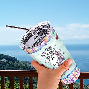 wowcugi Unicorn Cup Stainless Steel Insulated 20oz Magic Horse Tumbler Coffee Travel Mugs Unicorns Cups For Women Girls Kids Christmas Birthday Present Gifts Idea