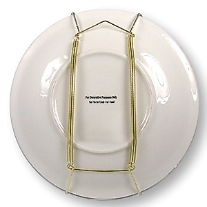 Banberry Designs Brass Vinyl Coated Plate Hanger 8 to 10 Inch - Set of 4 Pcs - Clear Vinyl Sleeves Protect the Plate - Hook and Nail Included