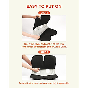curble Grand Cover, Detachable Cover for Adult Chair, Ergonomic Chair Back Support and Lumbar Support (Black)